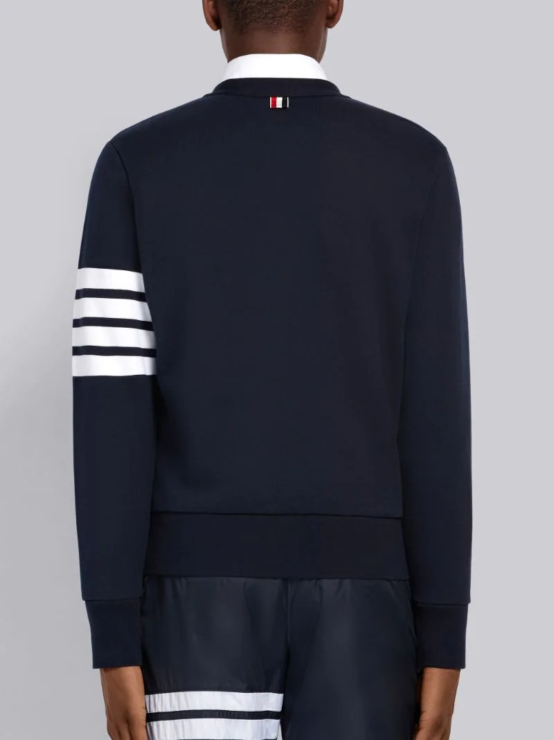 NAVY 4-BAR LOOPBACK JERSEY V-NECK CARDIGAN