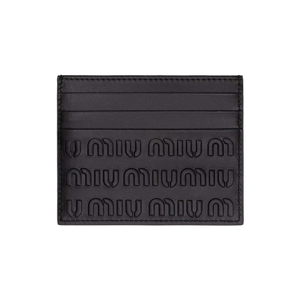 Embossed Leather Black Women's Card Wallet