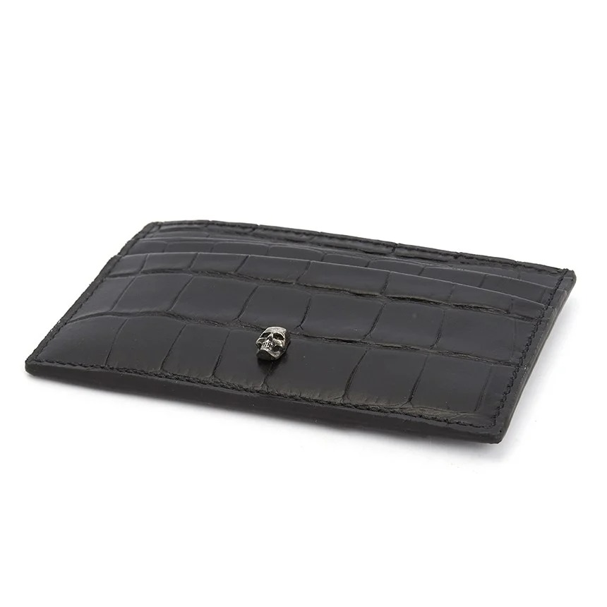 Alexander McQueen Skull Crocodile Card Wallet 'Black'