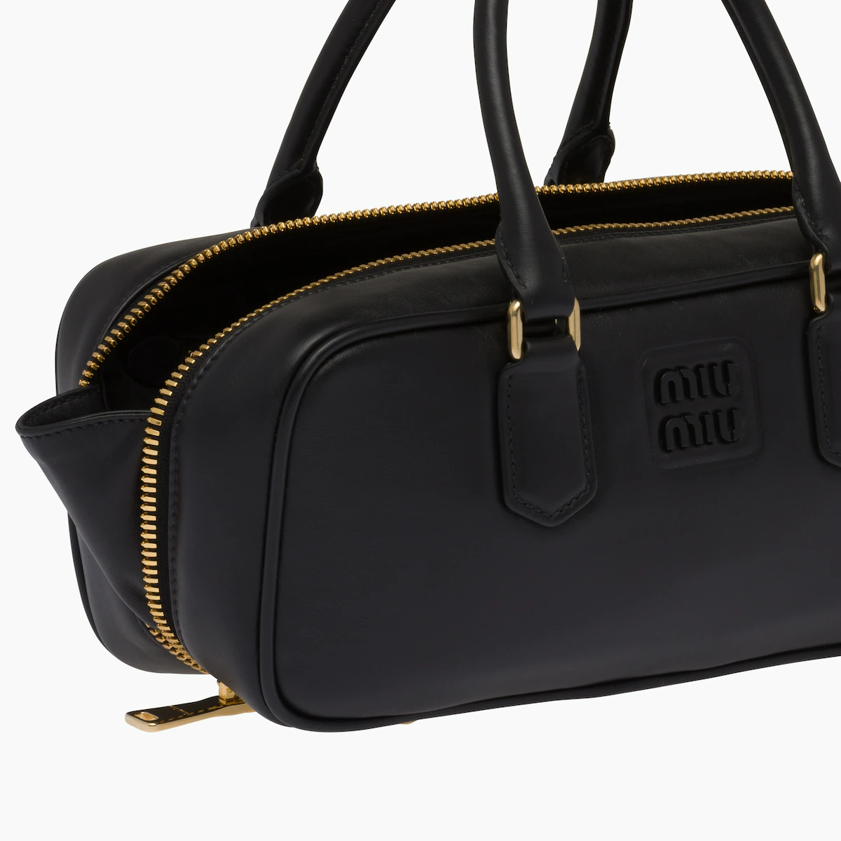 Leather top handle bag in Black
