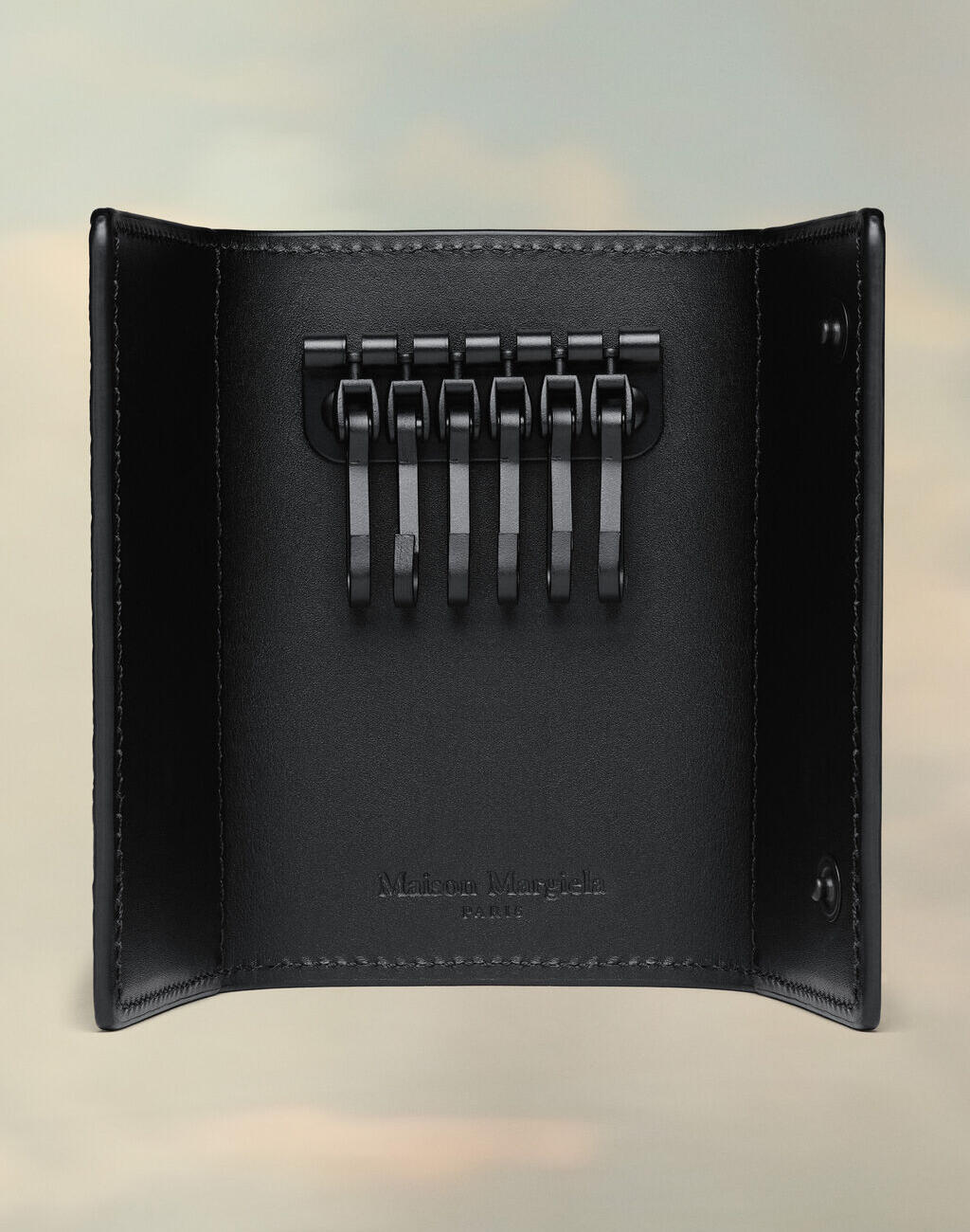 Black 6-hooks leather keyholder