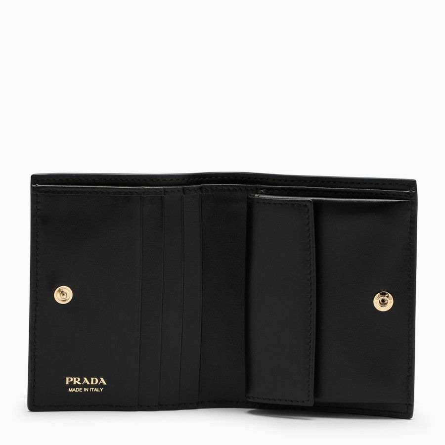 Prada Geometric Quilted Bifold Coin Wallet Black