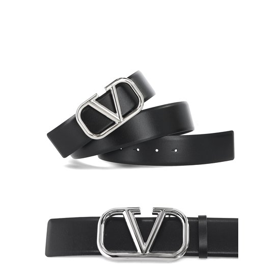 V logo signature belt BLACK