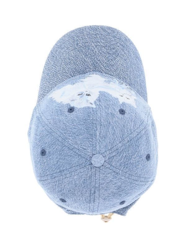 printed denim ball cap