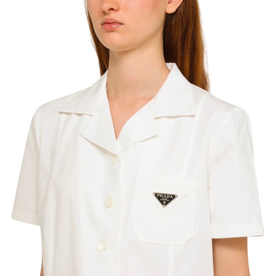 triangle logo cotton short sleeve shirt