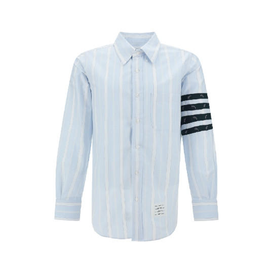 Diagonal armband striped silk shirt